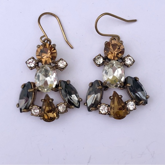J. Crew | Jewelry | J Crew Dangle Statement Mulitcolor Neutral Glass ...